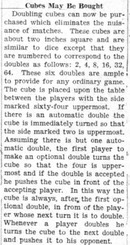 A 1930’s Chronology – New England Backgammon Club